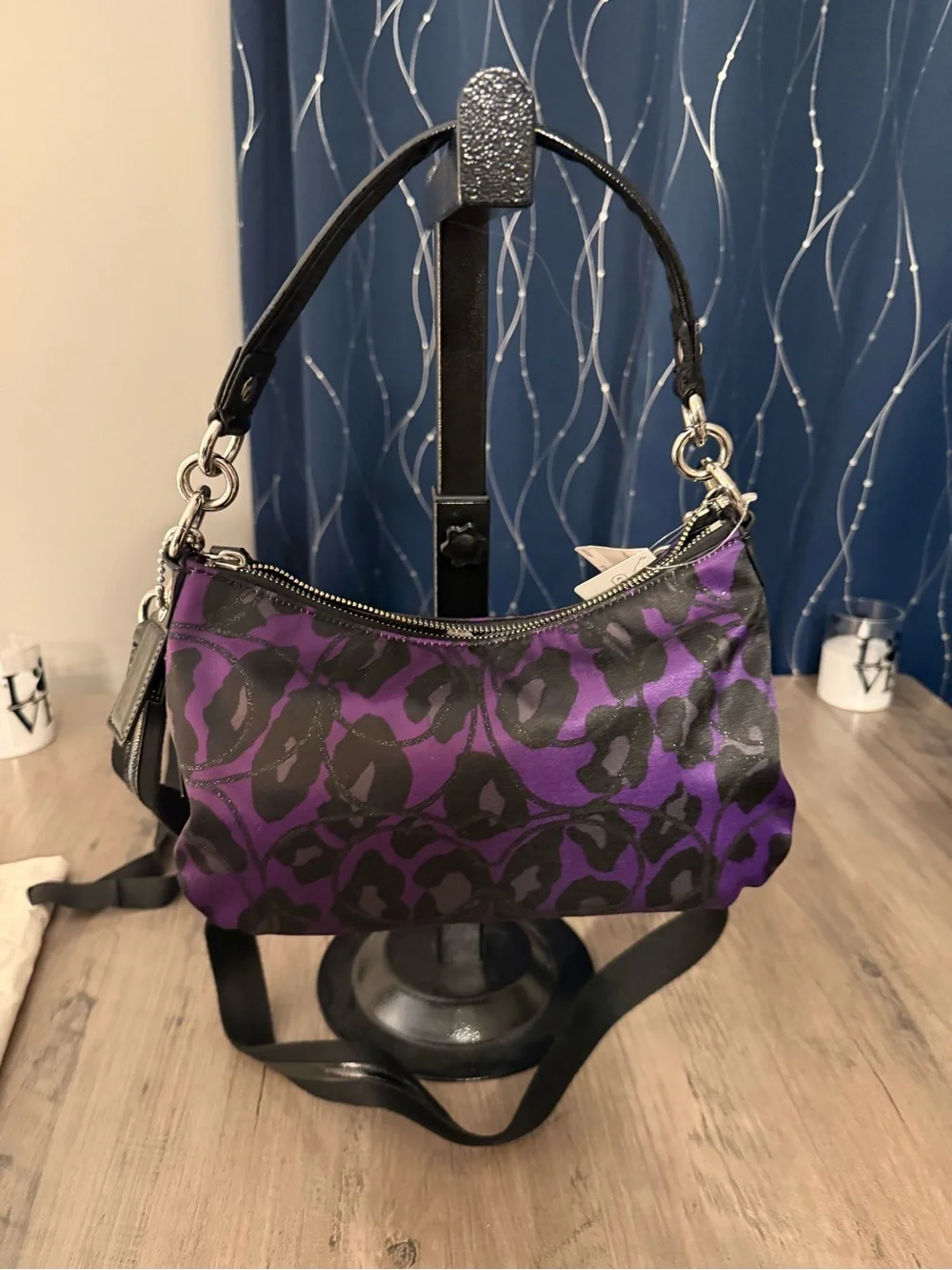 Coach | Bags | Coach Poppy Purple And Black Leopard Print Crossbody Bag ...